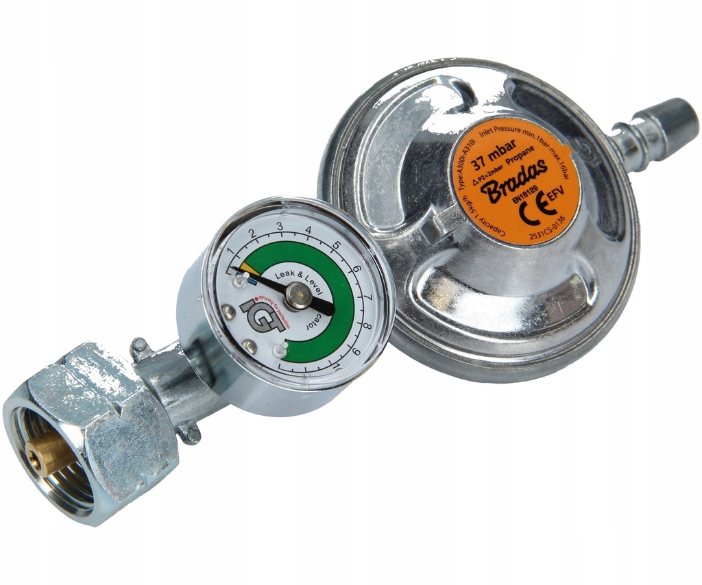 REDUKTOR gazu z manometrem butli 11KG 37MBar - 10848847131 - oficjalne archiwum Allegro