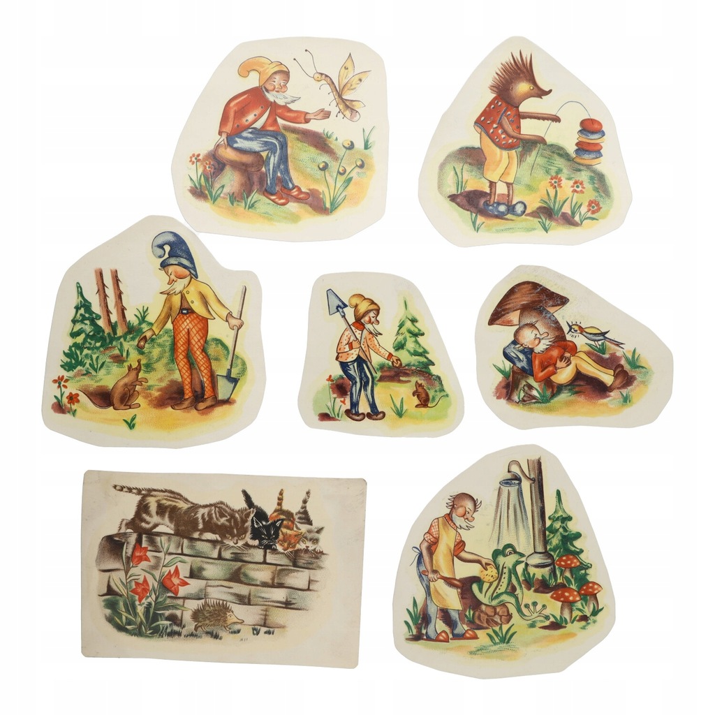 naklejki na zeszyt dla dzieci KRASNAL JEŻ ŻABA KOT WIEWIÓRKA SKRZAT PRL ...