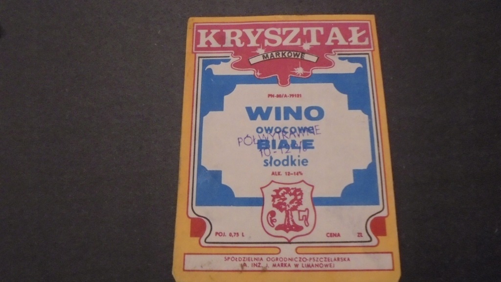 Etykieta PRL PRL - wino Limanowa - 13529742126 - oficjalne archiwum Allegro