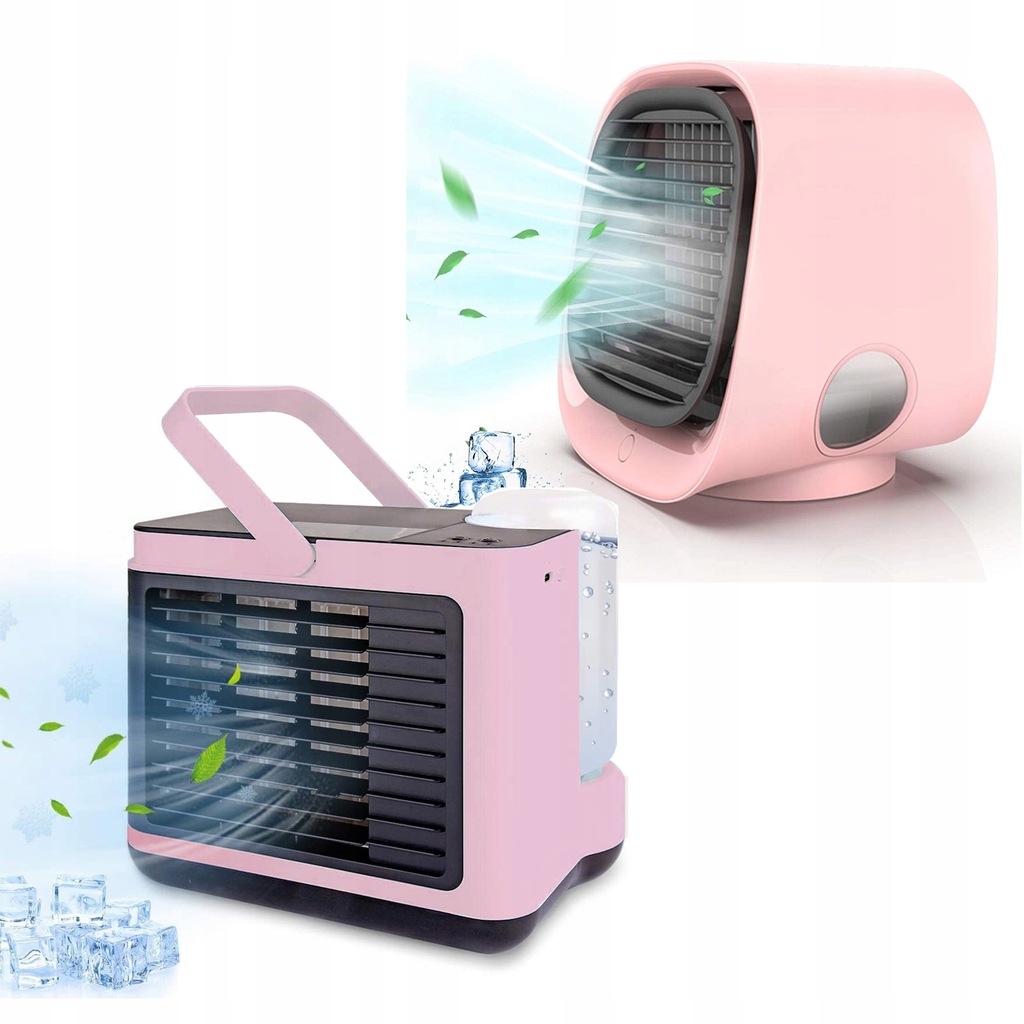 MINI KLIMATYZATOR PRZENOŚNY NAWILŻACZ różowy x 2 - 12672100172 ...