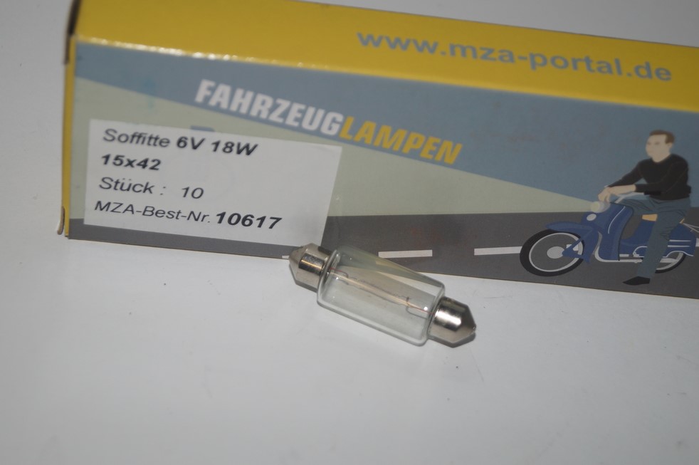 Żarówka 6V 18W /15x42/ rurka SIMSON MZ CZ JAWA DKW - 7907993953 ...