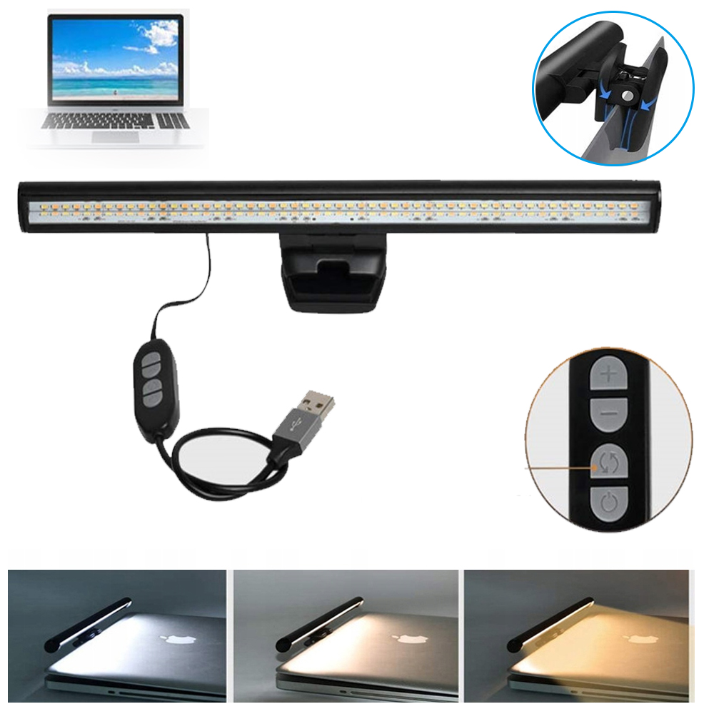 LAMPKA LED BIURKOWA NA MONITOR EKRAN KOMPUTERA LAPTOPA REGULACJA BARWY ...