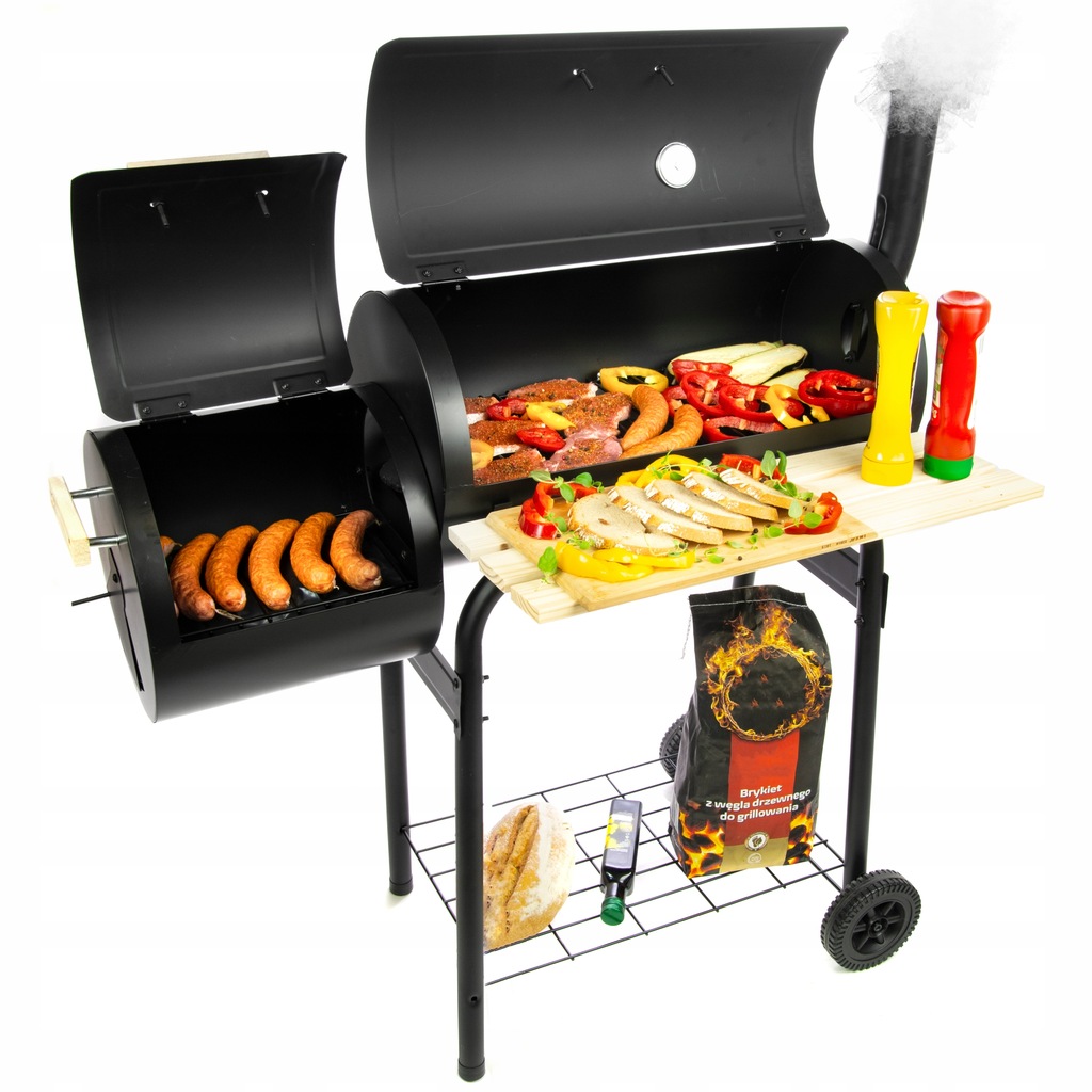 DUŻY GRIL GRILL OGRODOWY + WĘDZARNIA XXL Z PÓŁKAMI - 7949547721 ...