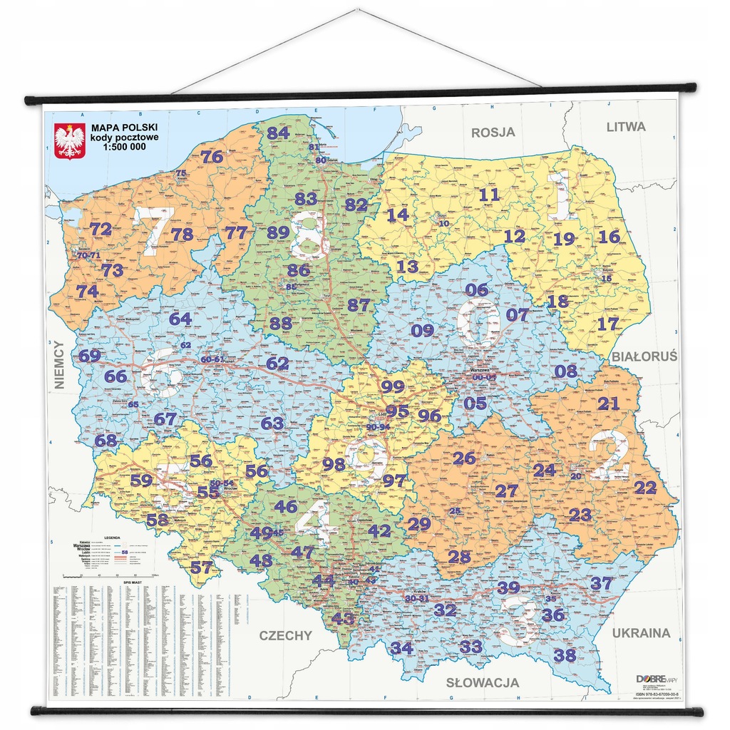 MAPA POLSKI z kodami 2022 wydanie 1:500 000 - 12101792289 - oficjalne ...