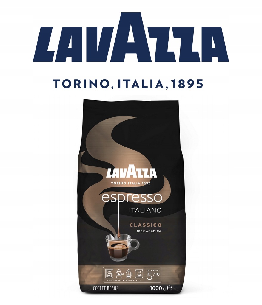 ZIARNISTA KAWA LAVAZZA 1KG ESPRESSO ARABICA 100% - 13000452906 - oficjalne archiwum Allegro