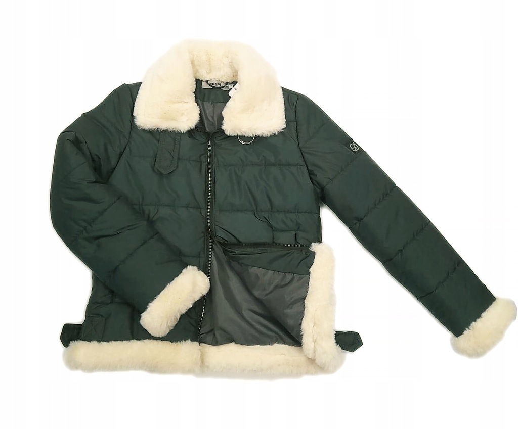 Kurtka pilotka Dussi polska 38 zielona kożuszek - 13191358591 ...