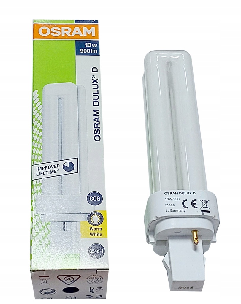 OSRAM ŚWIETLÓWKA KOMPAKTOWA DULUX D 13W 830 G24d-1 - 15091940342 - oficjalne archiwum Allegro
