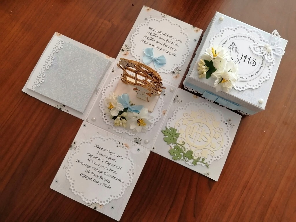 Exploding Box Komunia komunijny gotowa kartka - 11980338031 - oficjalne archiwum Allegro