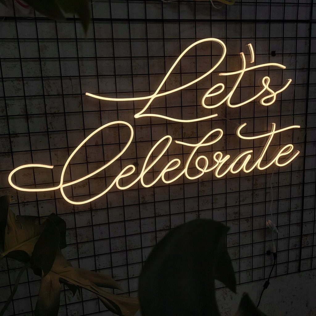 Let's celebrate napis LEDOWY LED Neon LEDON - 14525677926 - oficjalne archiwum Allegro
