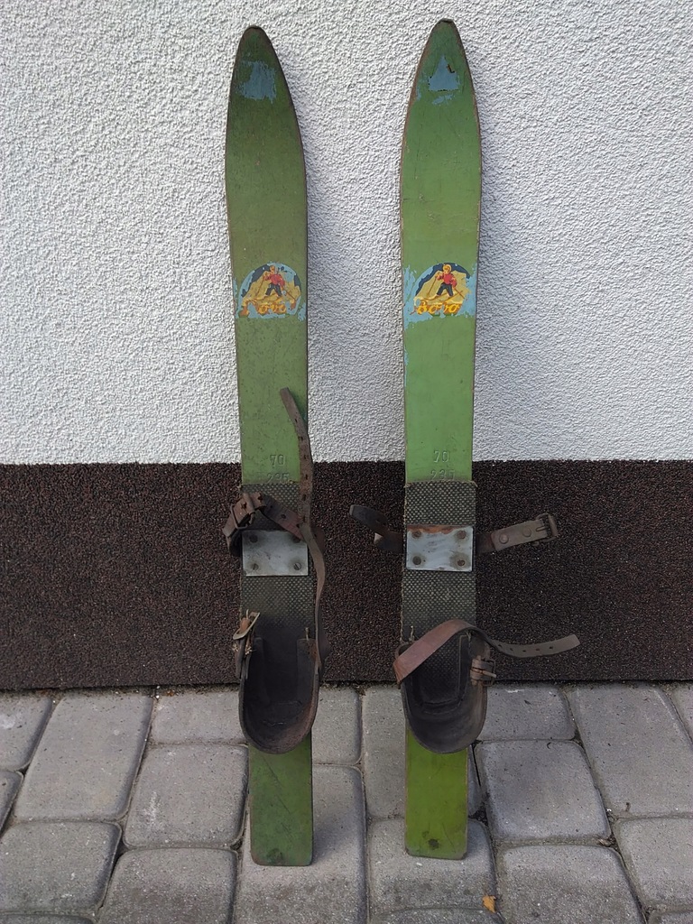 Stare drewniane narty z lat 70. 70cm. Retro !!! - 8348700893 ...