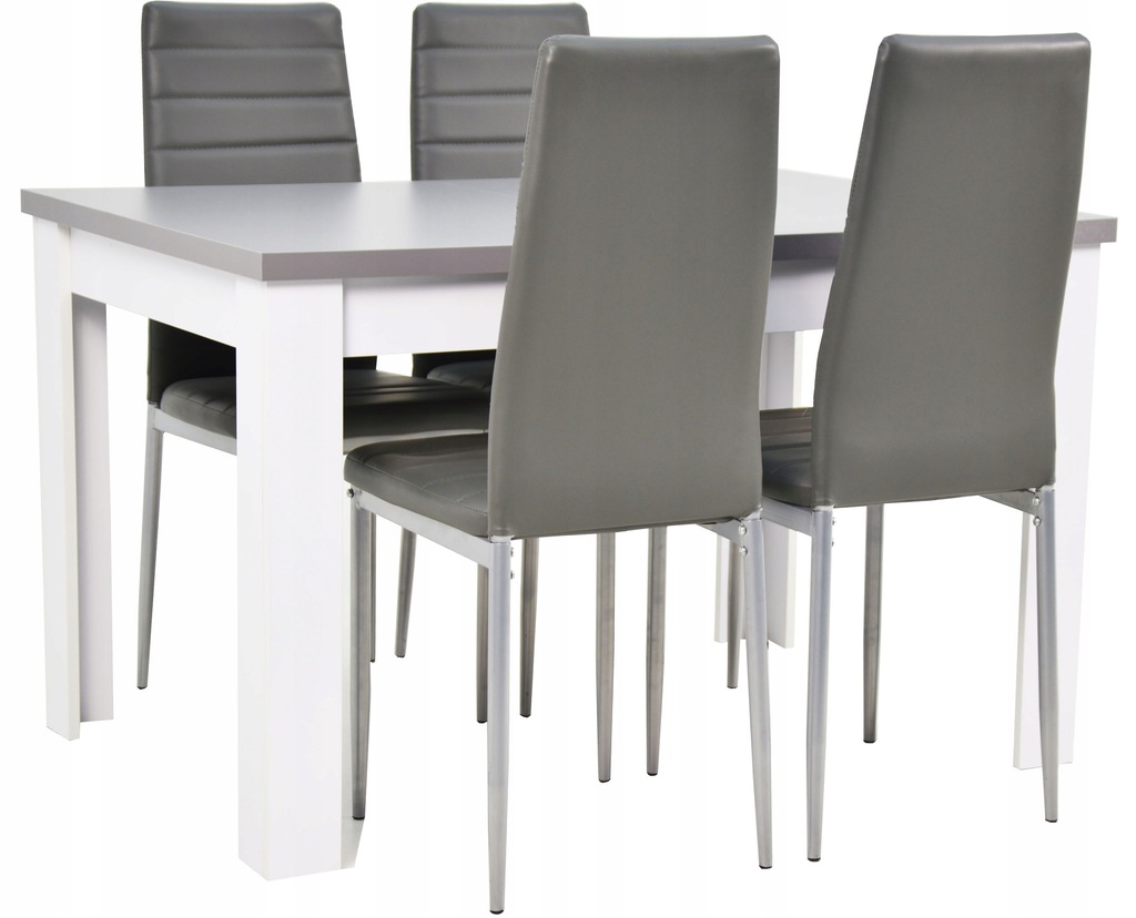 Купить БЕЛЫЙ СЕРЫЙ Раздвижной стол с 4 стульями с мягкой обивкой отзывы фото и характеристики