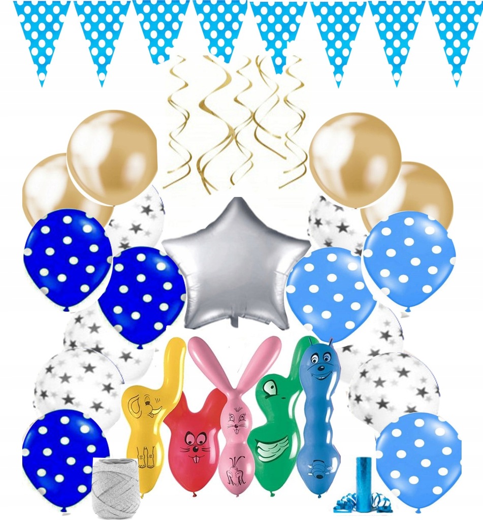Balon Roczek Chłopca Rocznica Zestaw URODZINY 1-99 - 9406143610 ...