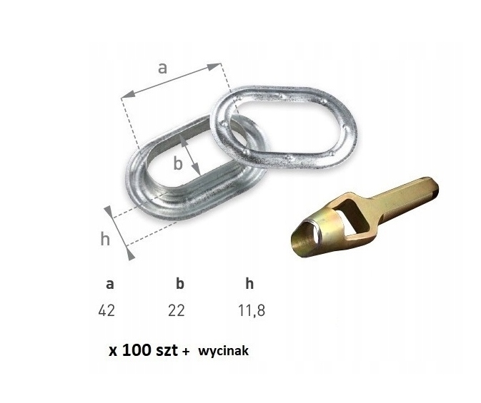 Oczka 100 szt do plandeki 42X22 + wycinak - 12822397079 - oficjalne archiwum Allegro
