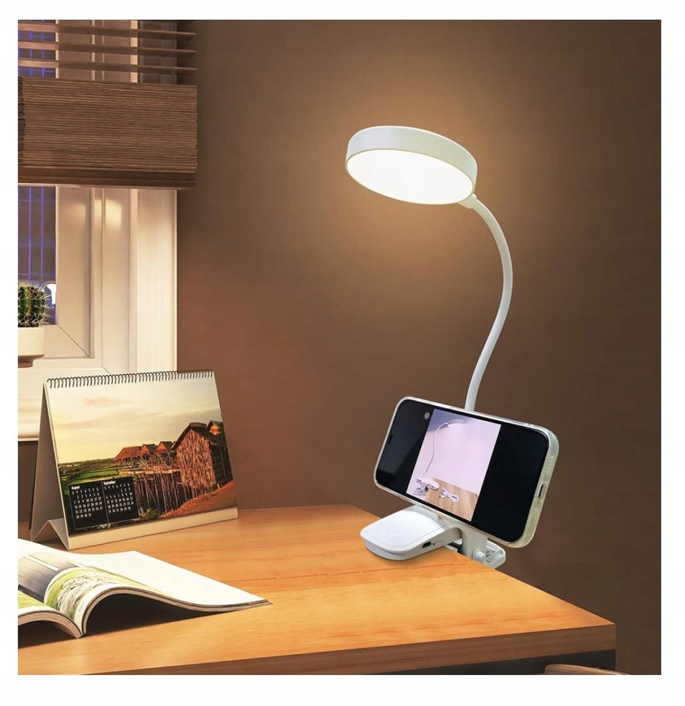 LAMPKA BIURKOWA LED Z KLIPSEM 360° BIAŁA - 13865519736 - oficjalne ...