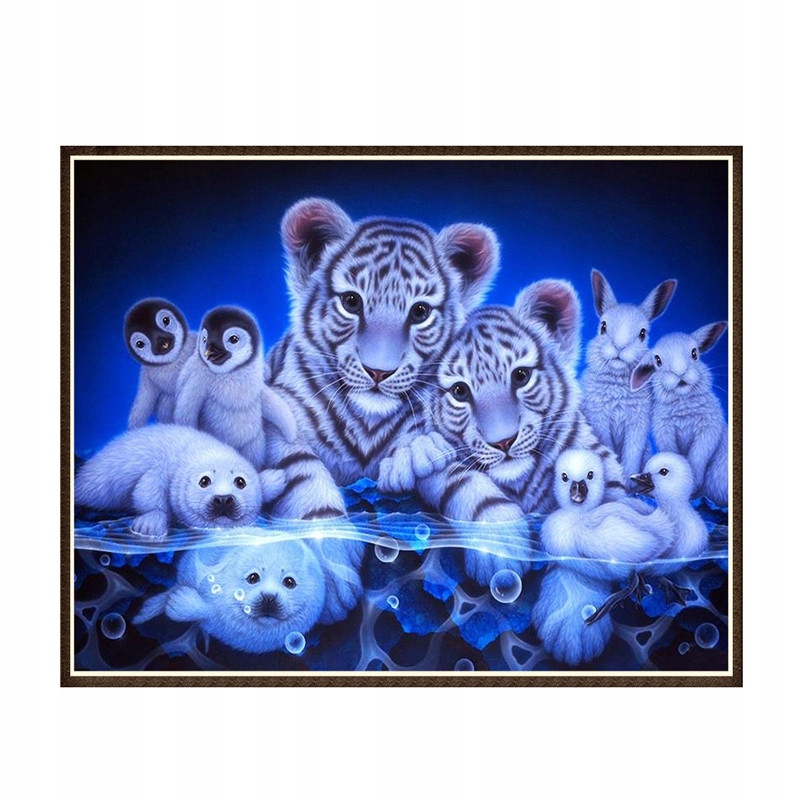 Haft diamentowy tygrys/pingwin/królik/lew morski - 10458509032 ...