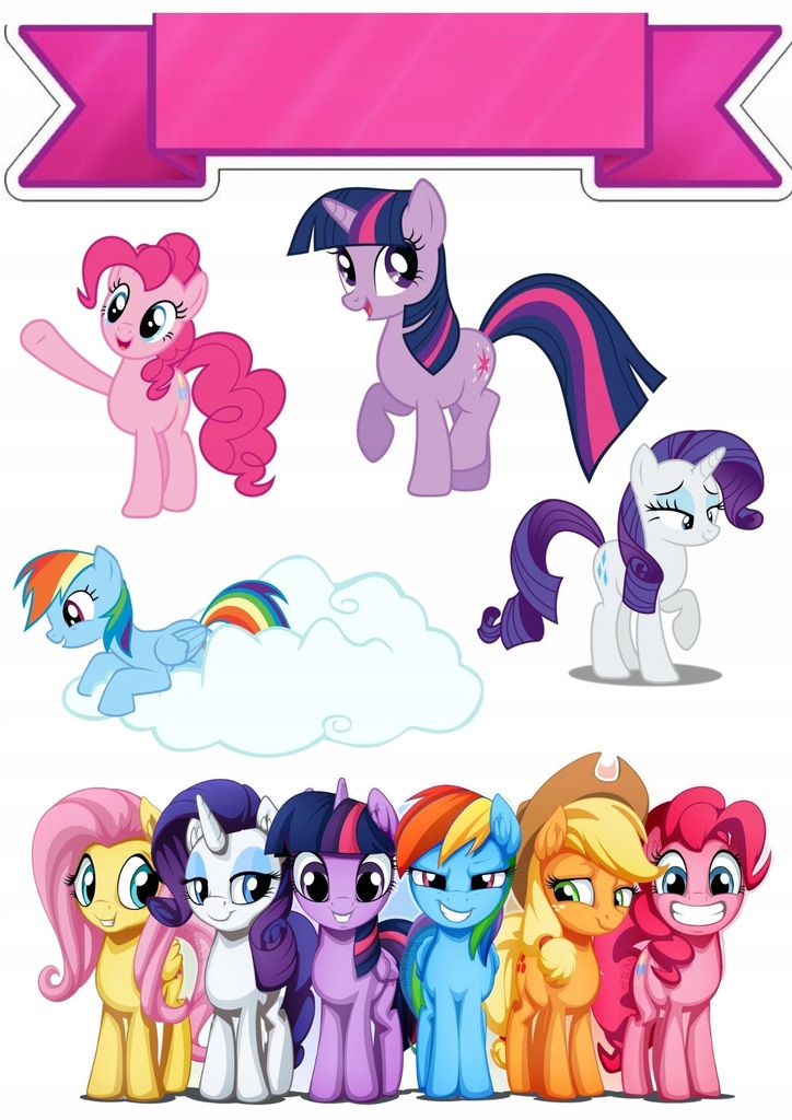 WYDRUK CUKROWY NA TORT TOPPER MY LITTLE PONY IMIĘ - 12137524799 - oficjalne archiwum Allegro