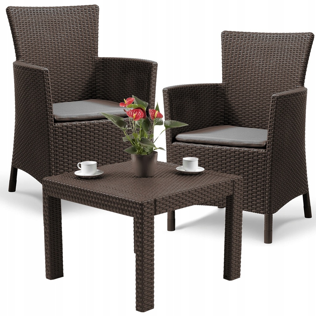 MEBLE OGRODOWE ZESTAW KETER RATTAN STÓŁ KRZESŁA - 13432489747 ...