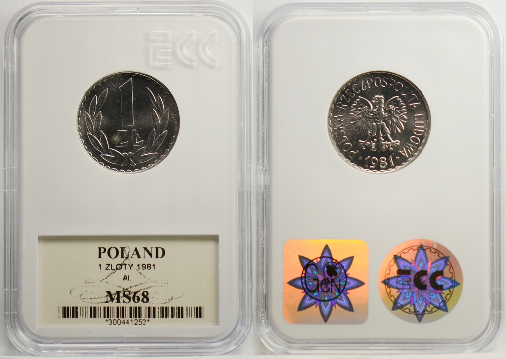 AŁ. 1 ZŁOTY 1981 ALUMINIUM MS68 27.01 - 13187023548 - oficjalne archiwum Allegro