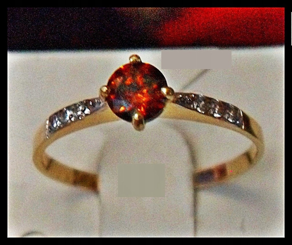 RARE CZERWONY BRYLANT 0,50CT ZLOTO PIERSCIONEK - 13090181680 ...