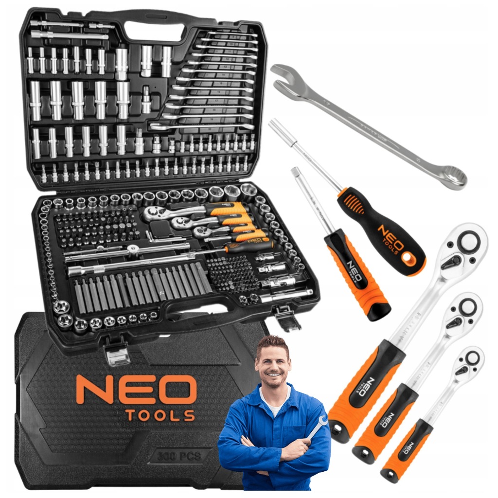 ZESTAW KLUCZY NASADOWYCH KLUCZE NASADOWE NEO TOOLS 300el 10-218 1/4 3/8 1/2 - 14710798862 ...