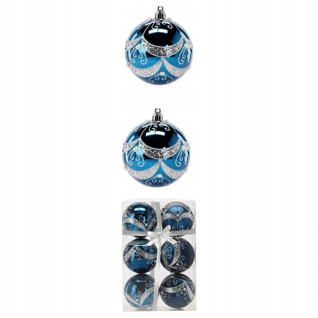 Bombki na choinkę NIEBIESKIE 8cm kpl 6szt BAROK - 12810334755 ...