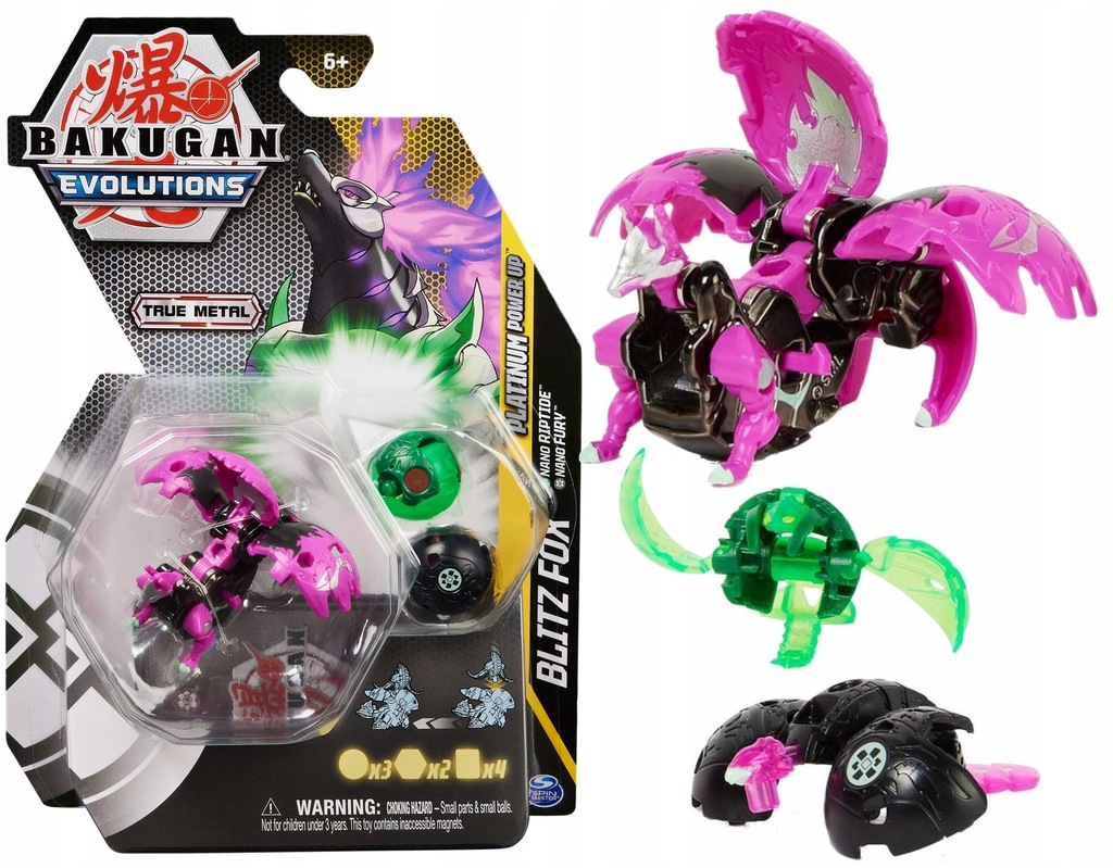 BAKUGAN Evolutions PLATINUM Metal 3 szt BLITZ FOX - 12584902788 ...