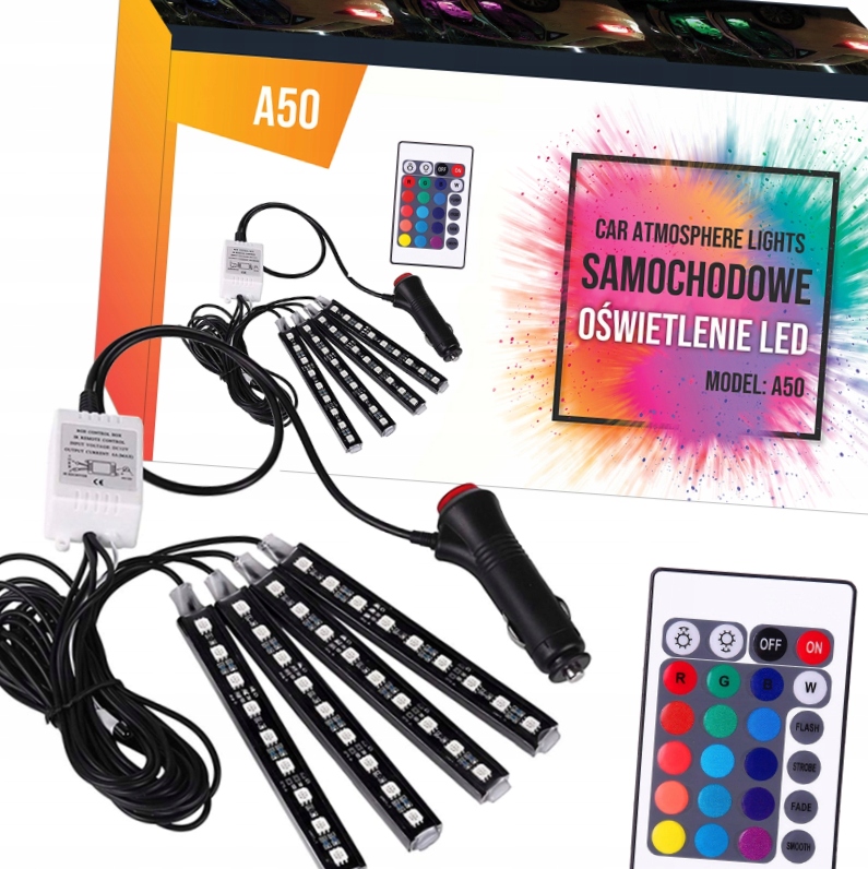 TAŚMA LED DO AUTA SAMOCHODU LISTWA OŚWIETLENIE LED - 12732687155 ...