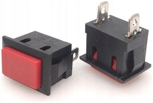 Przycisk chwilowy KCD1-101 2PIN - 6A/250V- czerwony monostabilny - RESET - 14358002802 ...