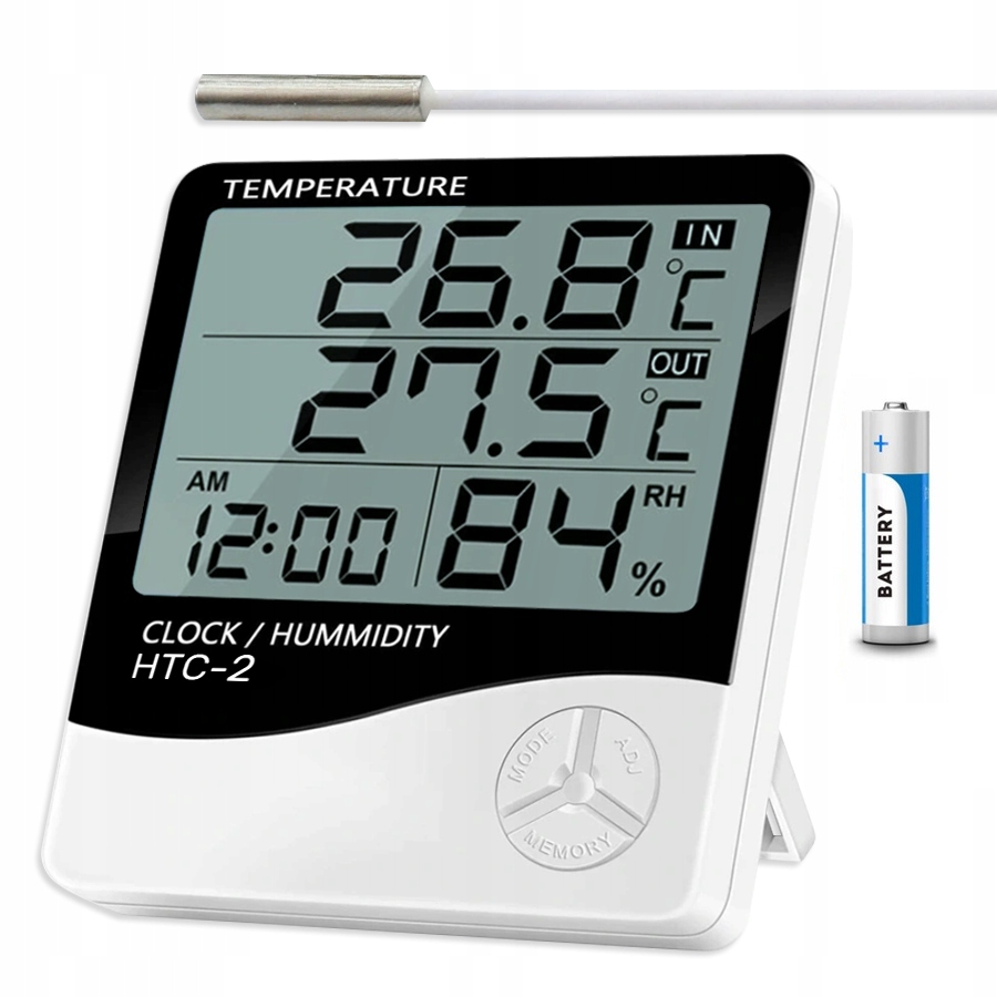 CYFROWY HIGROMETR TERMOMETR STACJA POGODY + SONDA - 12752797989 ...