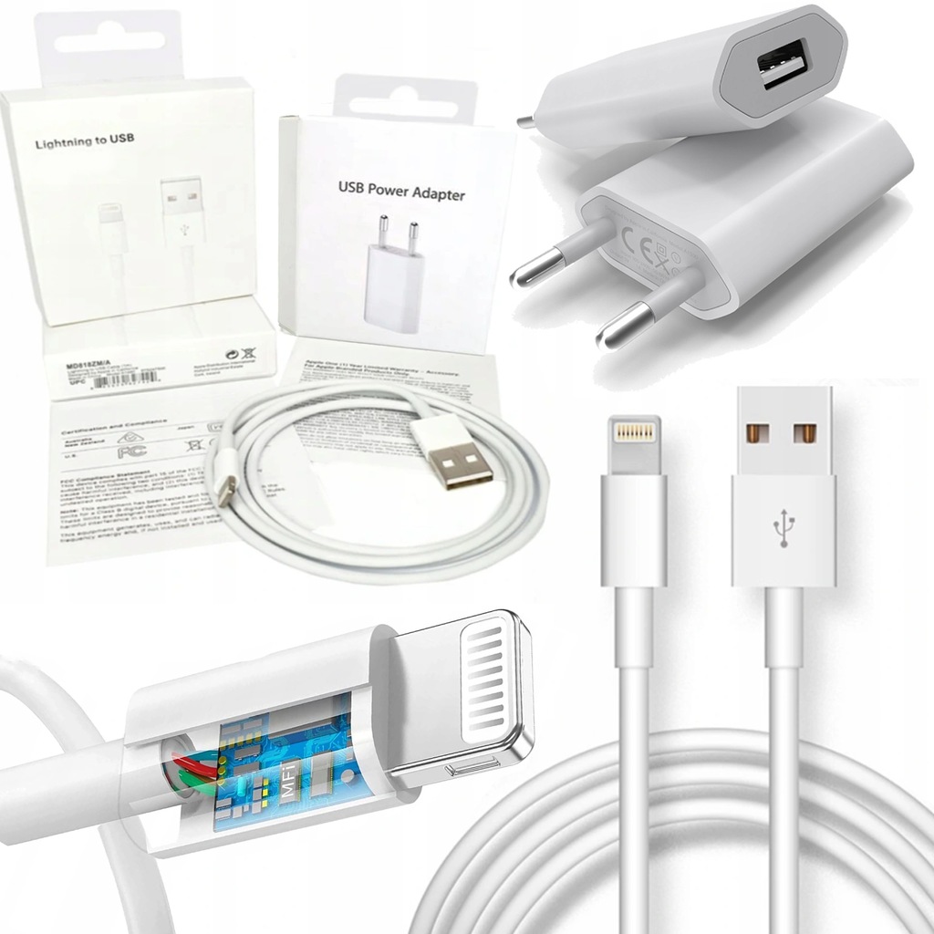 NAJSZYBSZY KABEL + LADOWARKA IPHONE LIGHTNING USB - 12688329378 ...