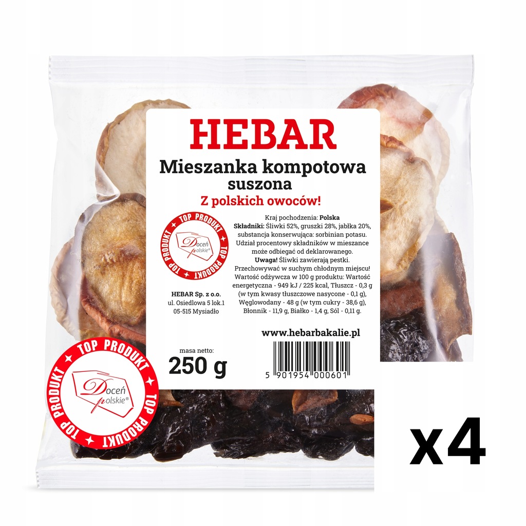 MIESZANKA KOMPOTOWA SUSZONA HEBAR 1000 g 1 kg - 14661823889 - oficjalne ...