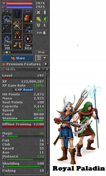 TIBIA 197 RP +126/100+ CHARM + BONA + EQ + FREE RK - 13389430912 ...