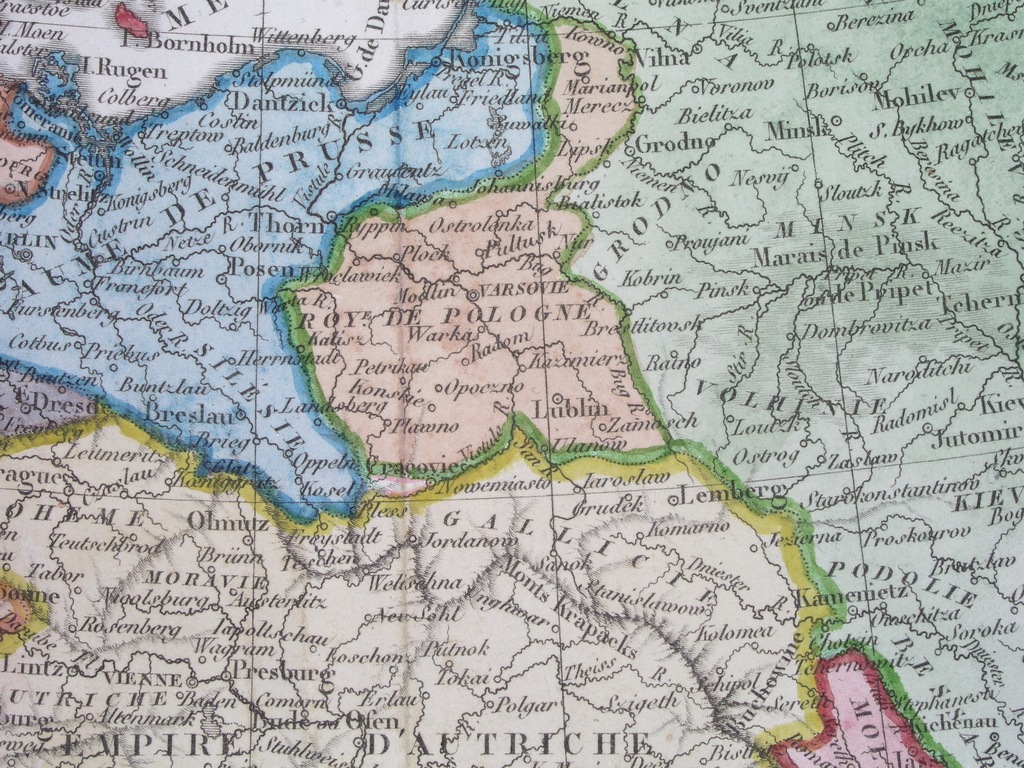 1821 DUŻA mapa POLSKA EUROPA WARSZAWA KRESY PRUSY - 12754263376 - oficjalne archiwum Allegro