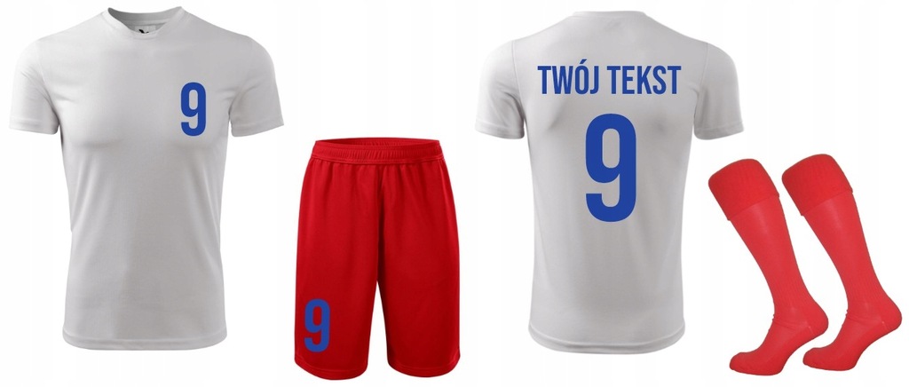 STRÓJ PIŁKARSKI Z WŁASNYM NADRUKIEM NAPISEM WF 158 PREZENT DLA DZIECKA ...