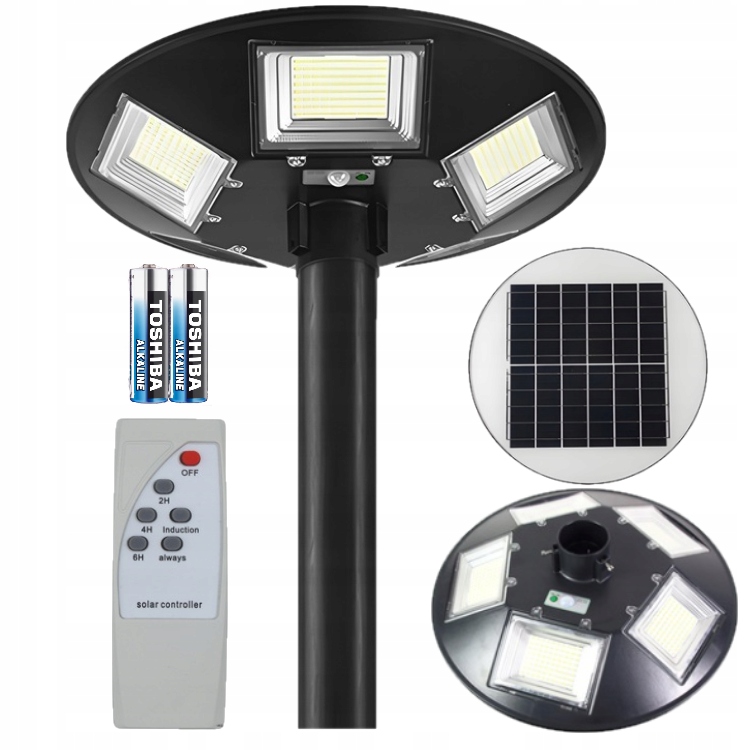LAMPA SOLARNA ULICZNA LED 1200W 5LED OGRODOWA MOCNA PANEL SOLARNY + PILOT - 12939695768 ...