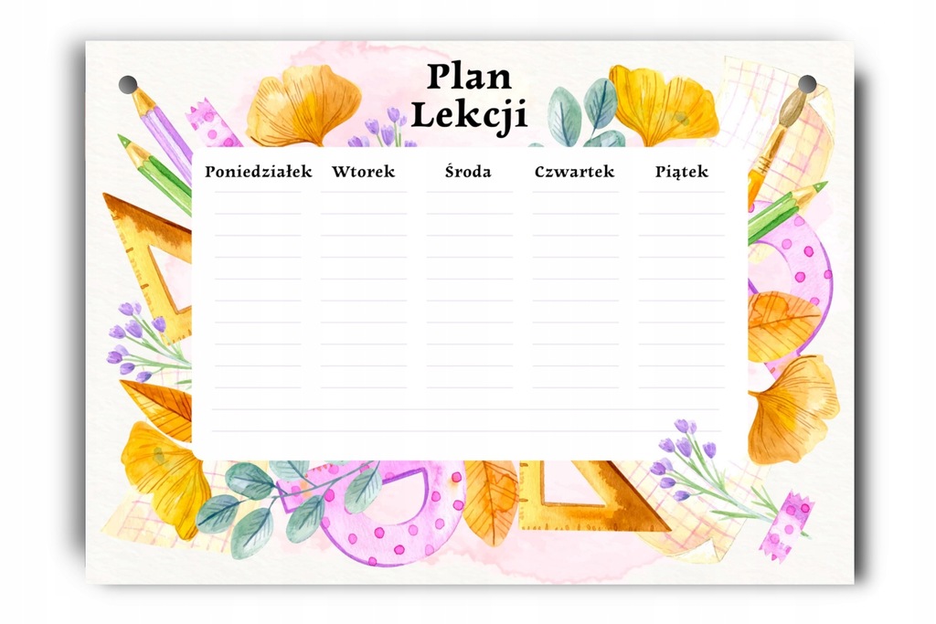 Kolorowa tablica plan lekcji zajęć dla dzieci A3 - 12539622664 - oficjalne archiwum Allegro