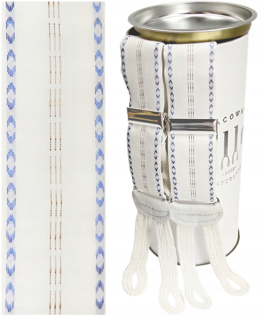 Szelki na guziki BIAŁE SZAMERUNEK PRZELATANY WZÓR - 12631131316 ...