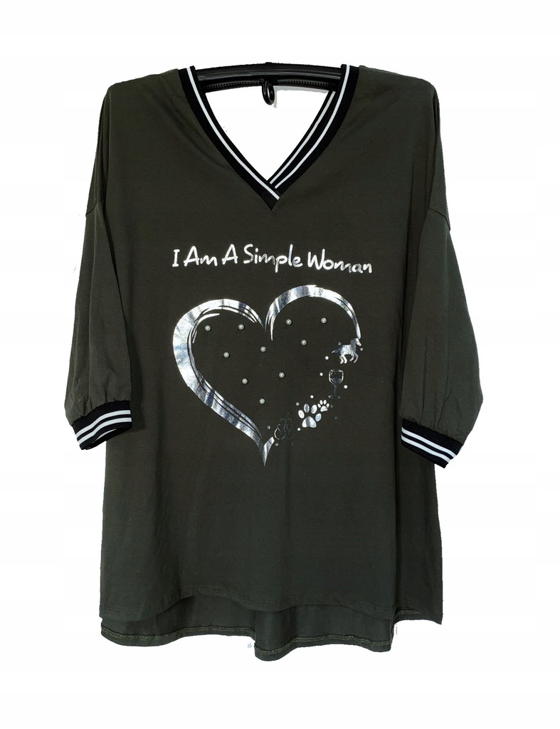 BLUZKA SREBRO PRINT KHAKI 5XL 52 54 - 14054389568 - oficjalne archiwum Allegro