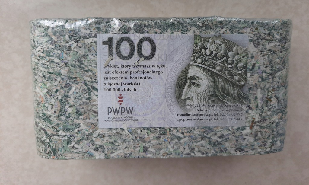 Brykiet PWPW 100zł - pomysł na prezent - 12052818286 - oficjalne ...