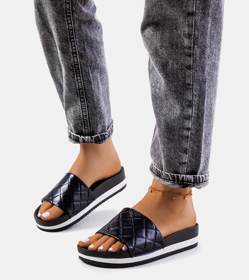 Czarne klapki damskie platforma buty BL-86 40 - 12209039982 - oficjalne ...