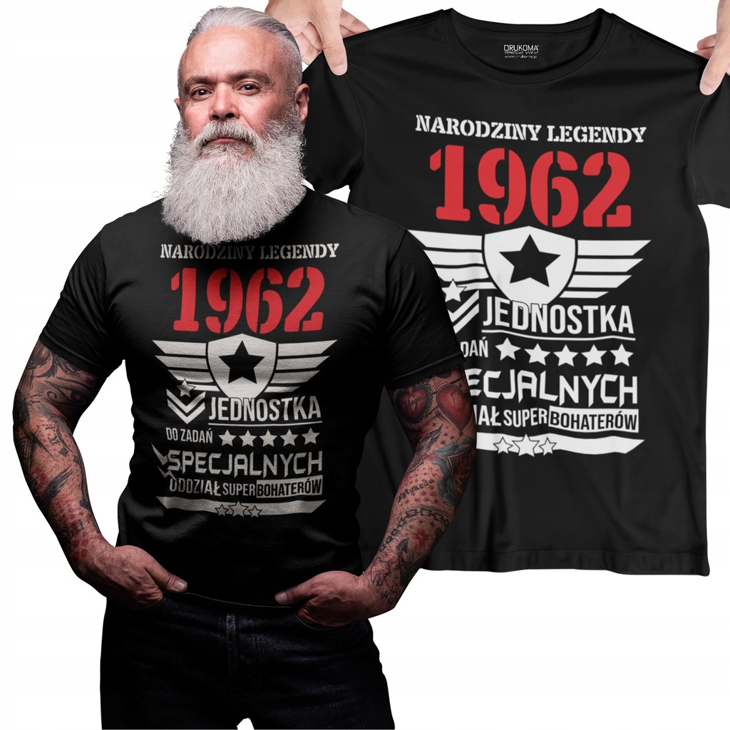 DUŻA KOSZULKA NA 60 URODZINY NA PREZENT URODZINOWY - 11628845849 - oficjalne archiwum Allegro