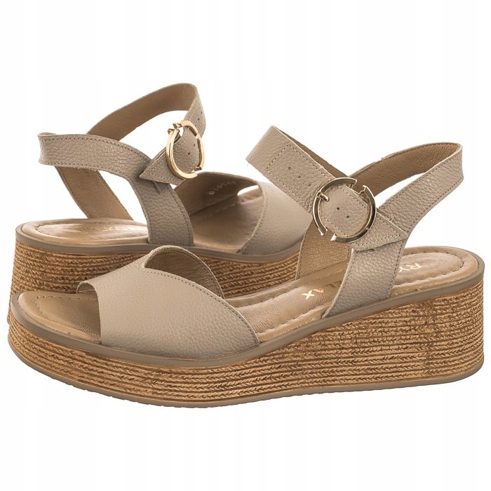 Buty na Lato Sandały Koturny Ryłko Beżowe 3MF66_Z_ - 13951623748 ...