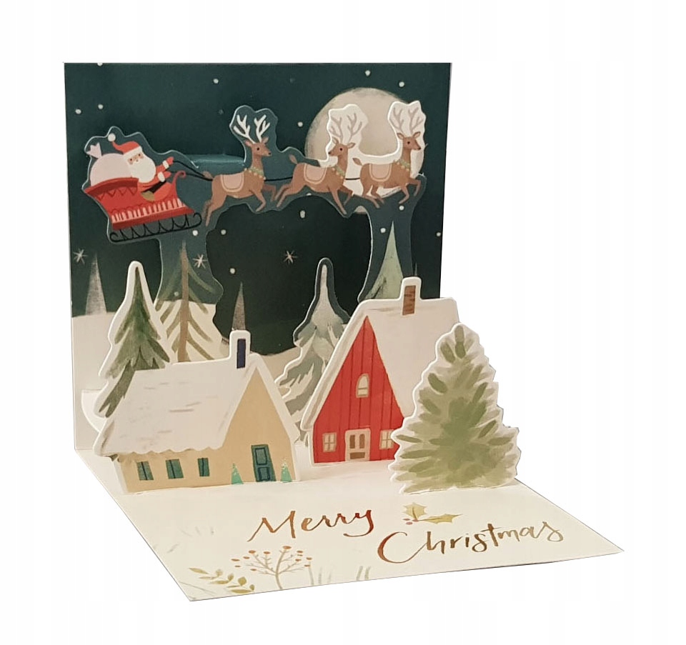 MINI kartka świąteczna MIKOŁAJ bilecik prezent super kartki 3D na święta - 14751496633 ...