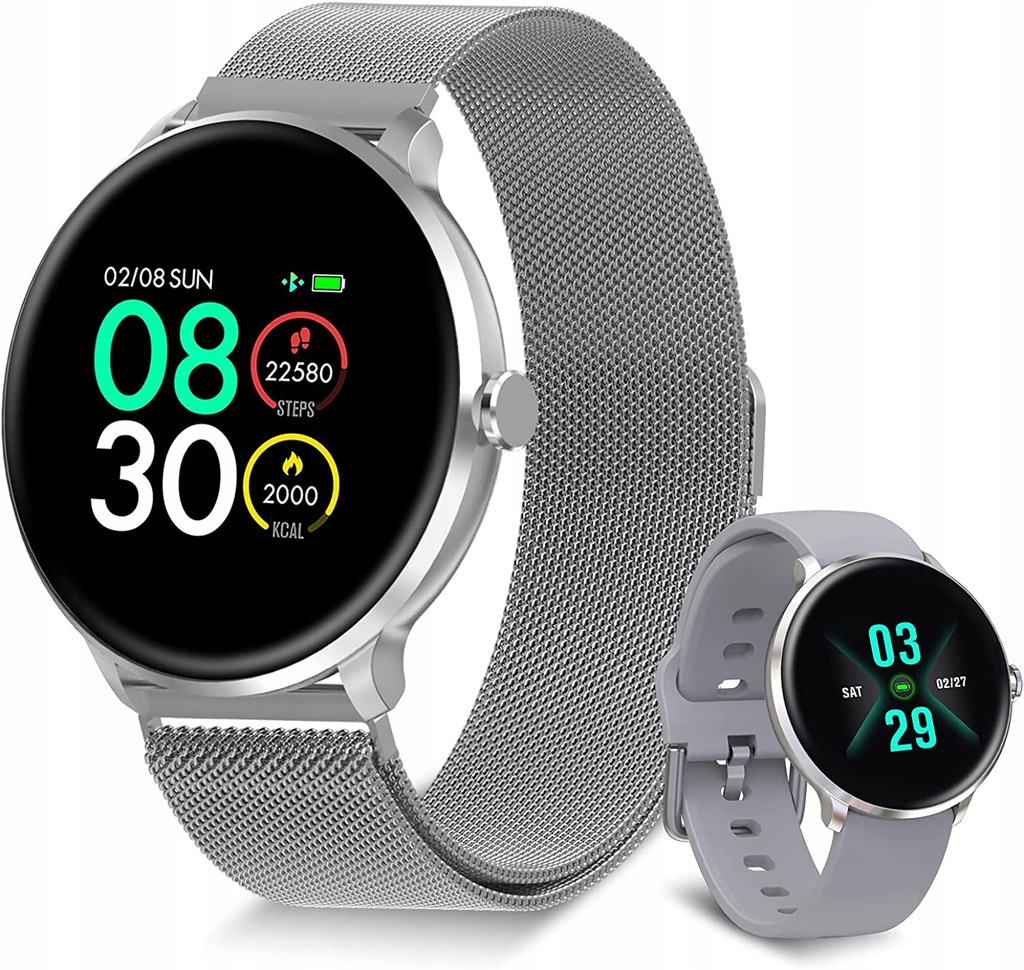 Smartwatch zegarek fitness wodoszczelny srebrny - 13503854008 ...