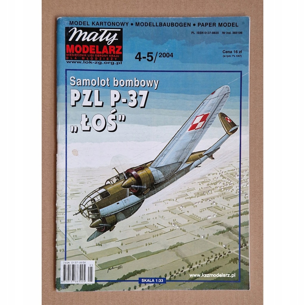Mały Modelarz 4-5/04 - Samolot PZL P-37 Łoś - 12352351919 - oficjalne archiwum Allegro