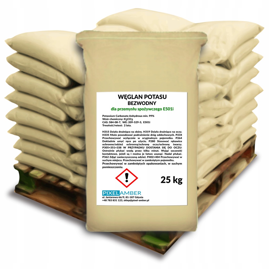 WĘGLAN POTASU BEZWODNY 99% Spożywczy POTAŻ - 25KG - 11755271840 ...