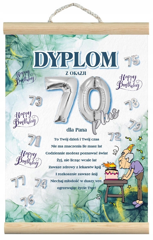 Prezent dla Dziadka na 70 urodziny DYPLOM - 10988174085 - oficjalne archiwum Allegro