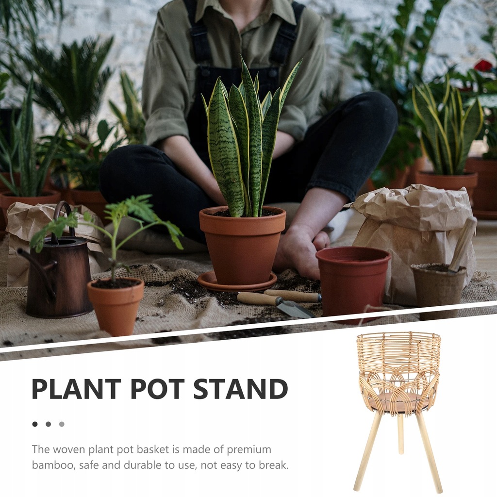 Bamboo Flower Basket Decor Tall Plant Pot Legs - 13691515812 ...