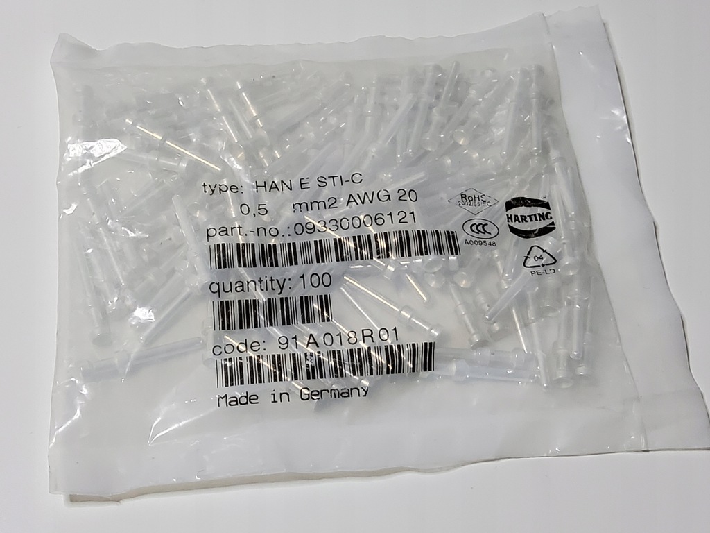 HARTING STYK MĘSKI 0,5 mm2 HAN E STI-C AWG 20 - 13196924200 - oficjalne ...