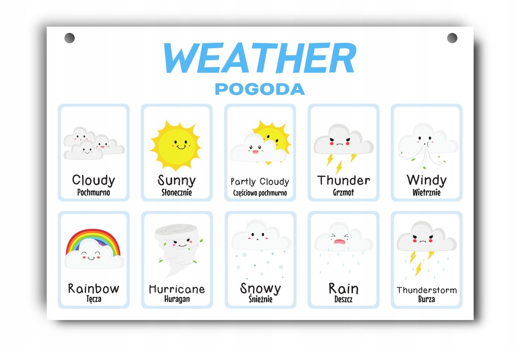 Dydaktyczna tablica pogoda po angielsku weather A3 - 13781270071 ...